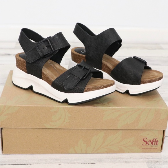 Sofft | Shoes | Sofft Castello Wedge Sandal Black 6 New | Poshmark